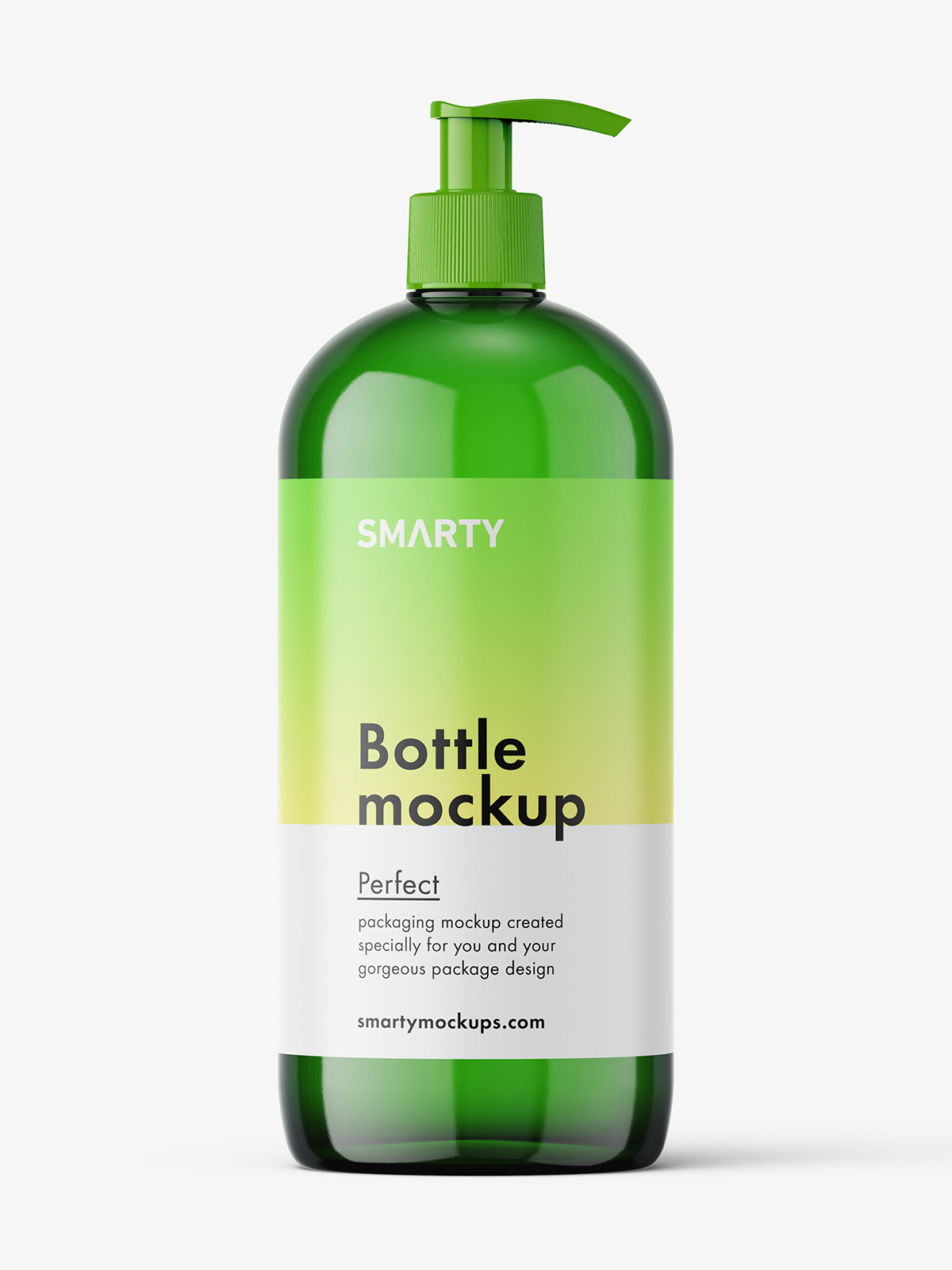 Cosmetic bottle with pump dispenser mockup / green - Mockups Design