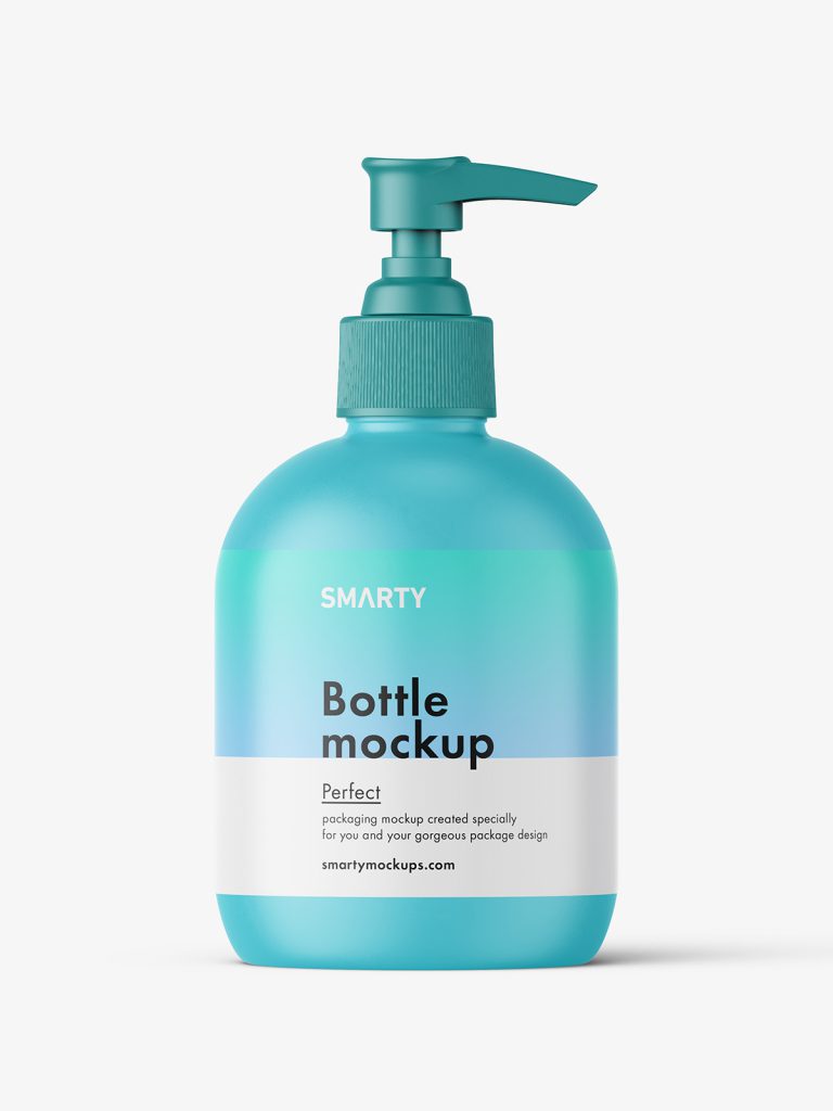 Matt bottle with pump dispenser mockup - Mockups Design