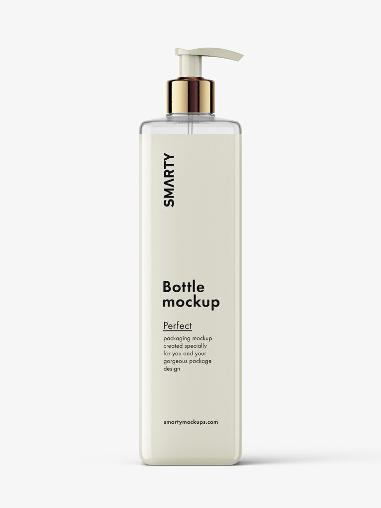 Square bottle with pump mockup / cream - Mockups Design