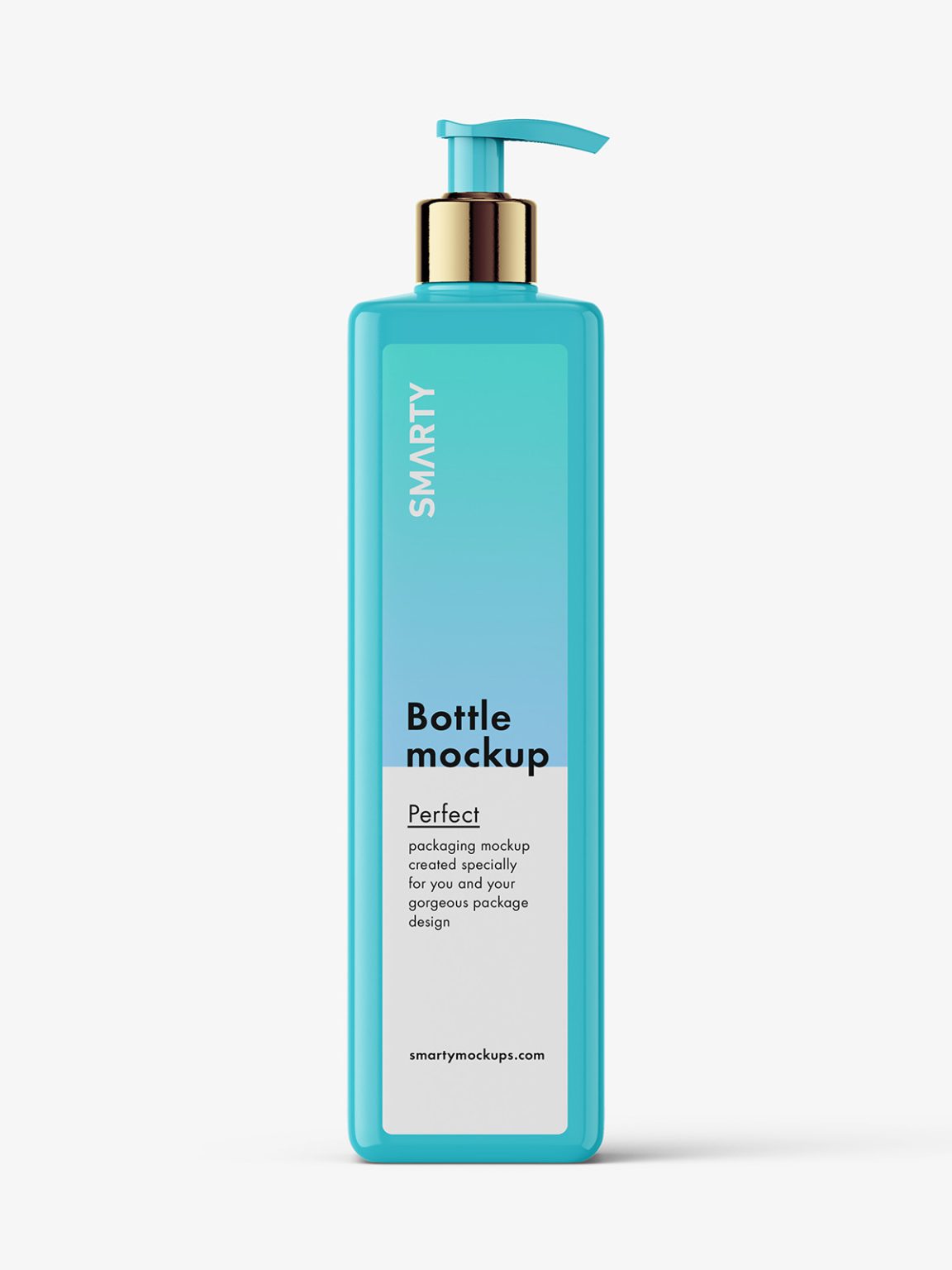 Square bottle with pump mockup / glossy - Mockups Design