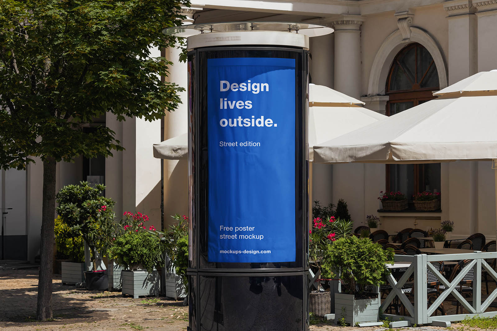 Cylindrical street poster mockup - Mockups Design