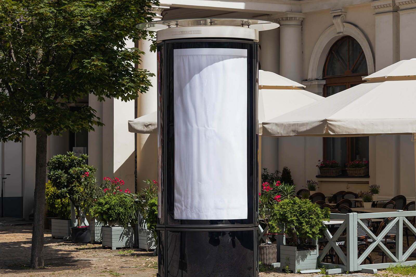 Cylindrical street poster mockup - Mockups Design